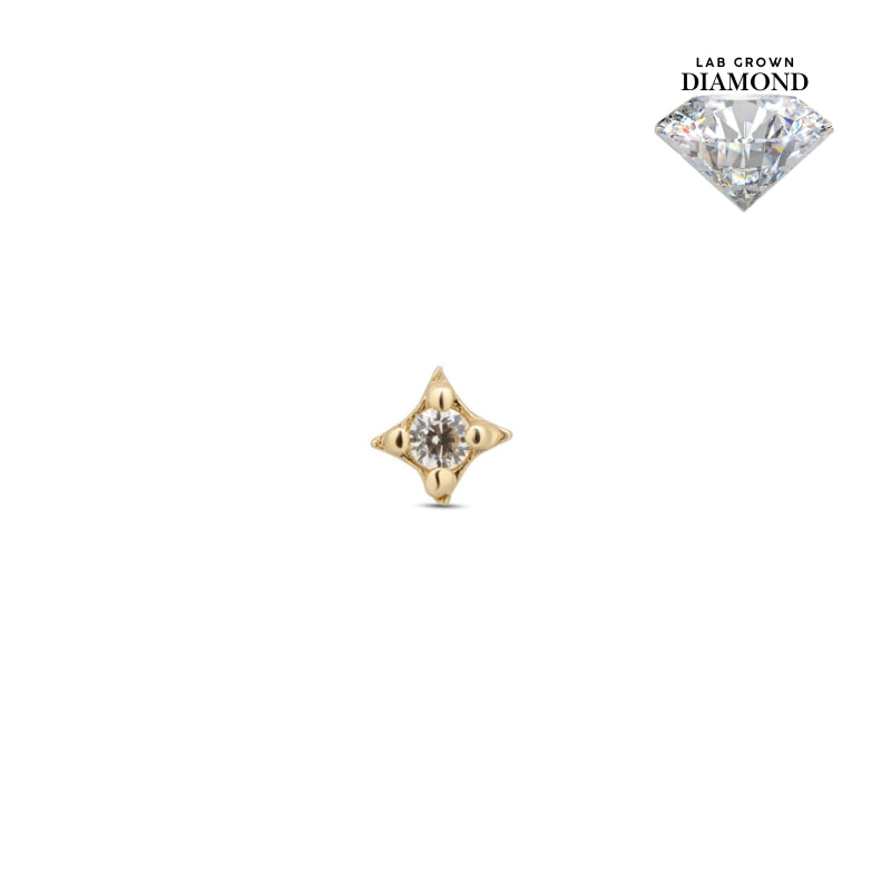 14kt Gold Threadless - Isotoxal Star w Diamond - Lab Grown Diamond